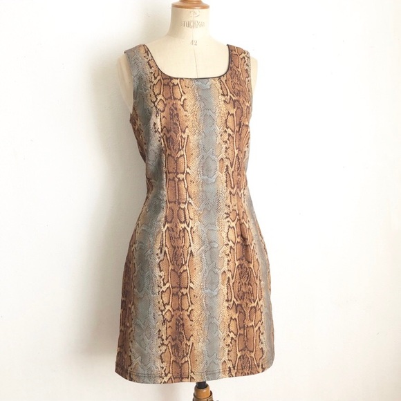 Vintage | Dresses | Vintage Python Print Mini Dress Sexy Casual | Poshmark